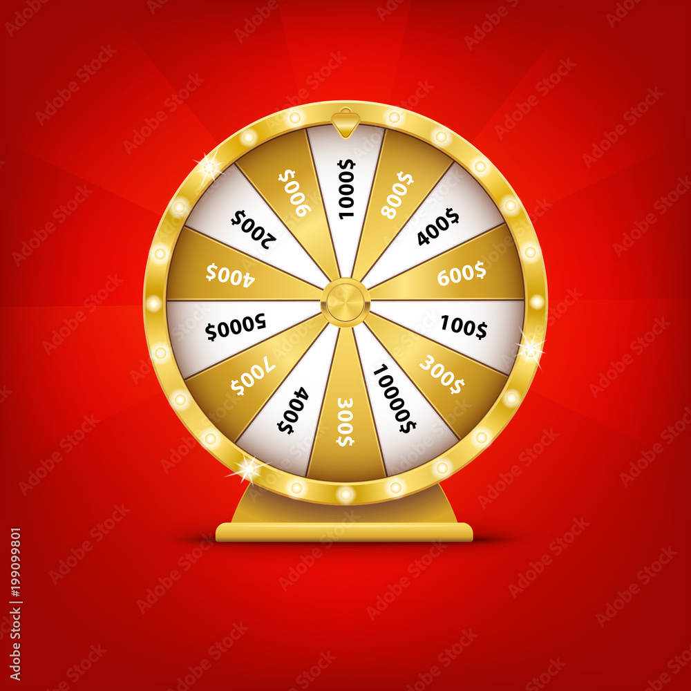 Vecteur Stock Realistic 3d spinning golden fortune wheel, lucky🧂 ... Vecteur Stock Realistic 3d spinning golden fortune wheel, lucky🧂 ...