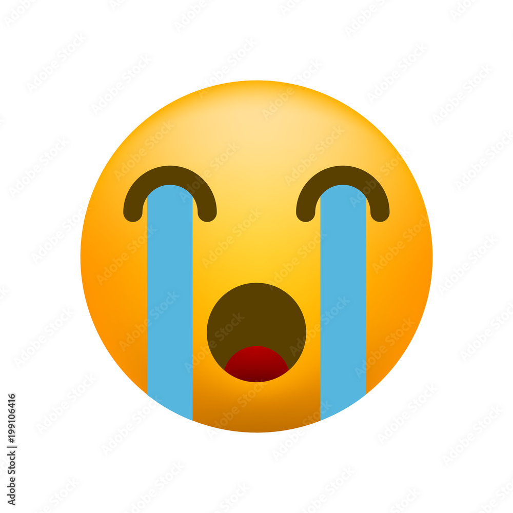 Cute Crying Emoticon on White Background. Isolated Vector Illustration ...