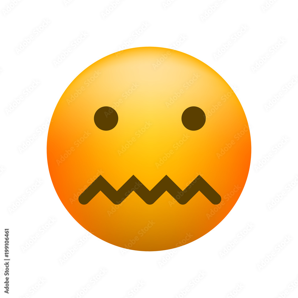 Cute Confused Emoticon on White Background . Isolated Vector ...