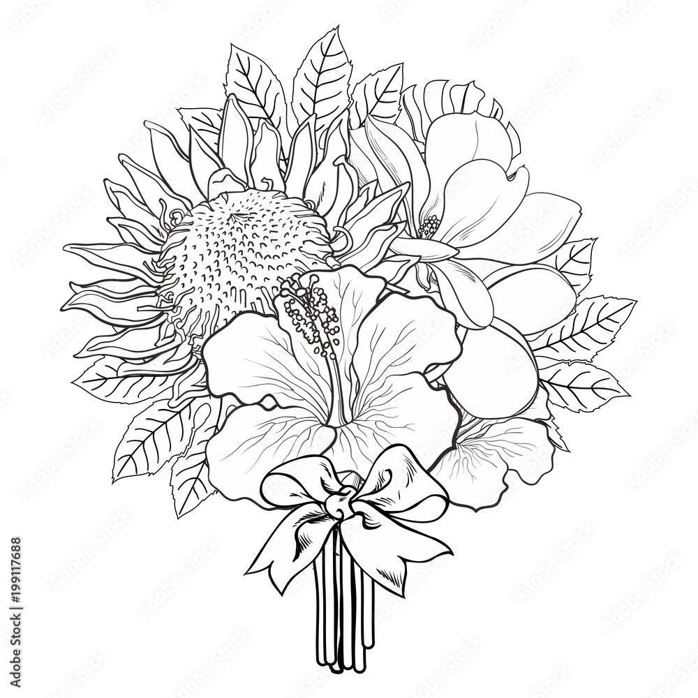 Tropical Flowers Line Drawing | Best Flower Site