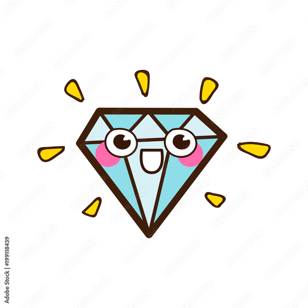 cute diamond vector cartoon, diamond sticker Stock Vector | Adobe Stock
