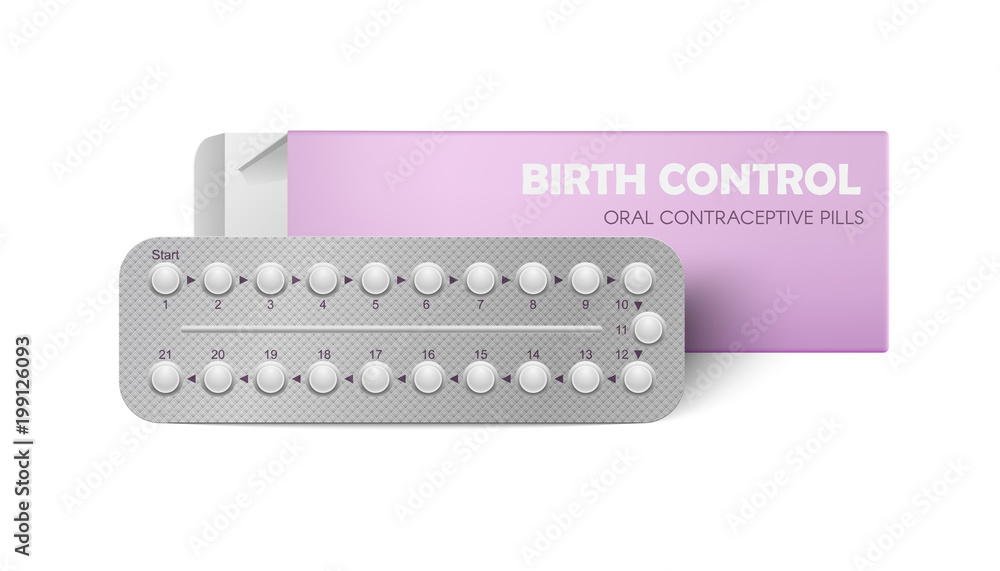 Realistic vector female oral contraceptive pills blister with clipping ...