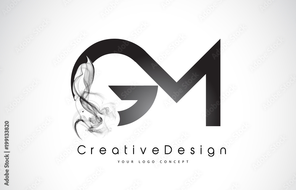 GM Letter Logo Design with Black Smoke. Stock Vector | Adobe Stock