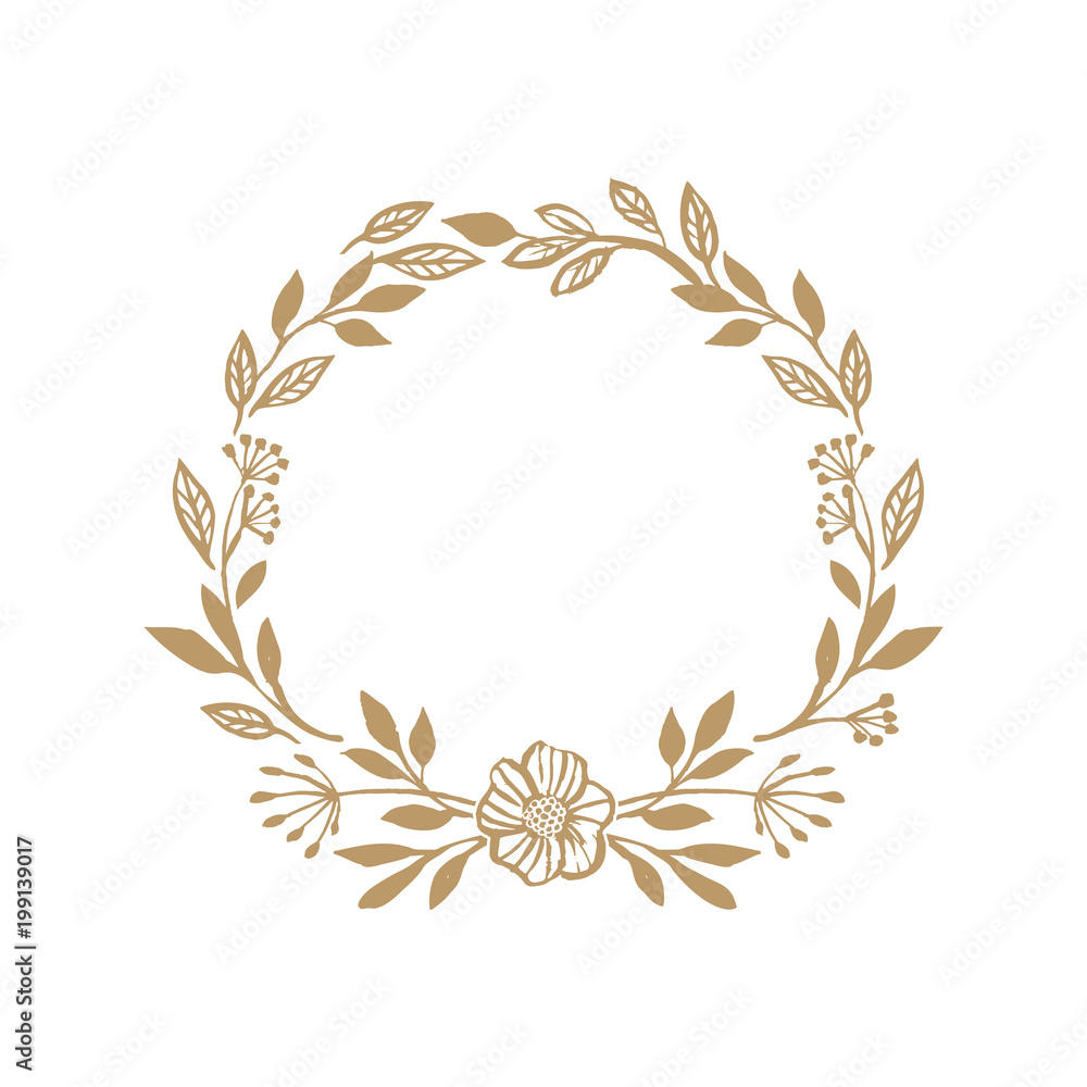 Floral rustic wreath for wedding invitation template design. Botanical ...