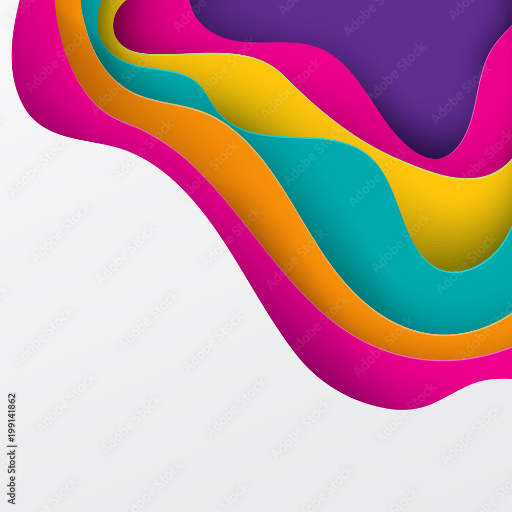 Paper art 3D abstract background with origami shapes. Paper waves ...