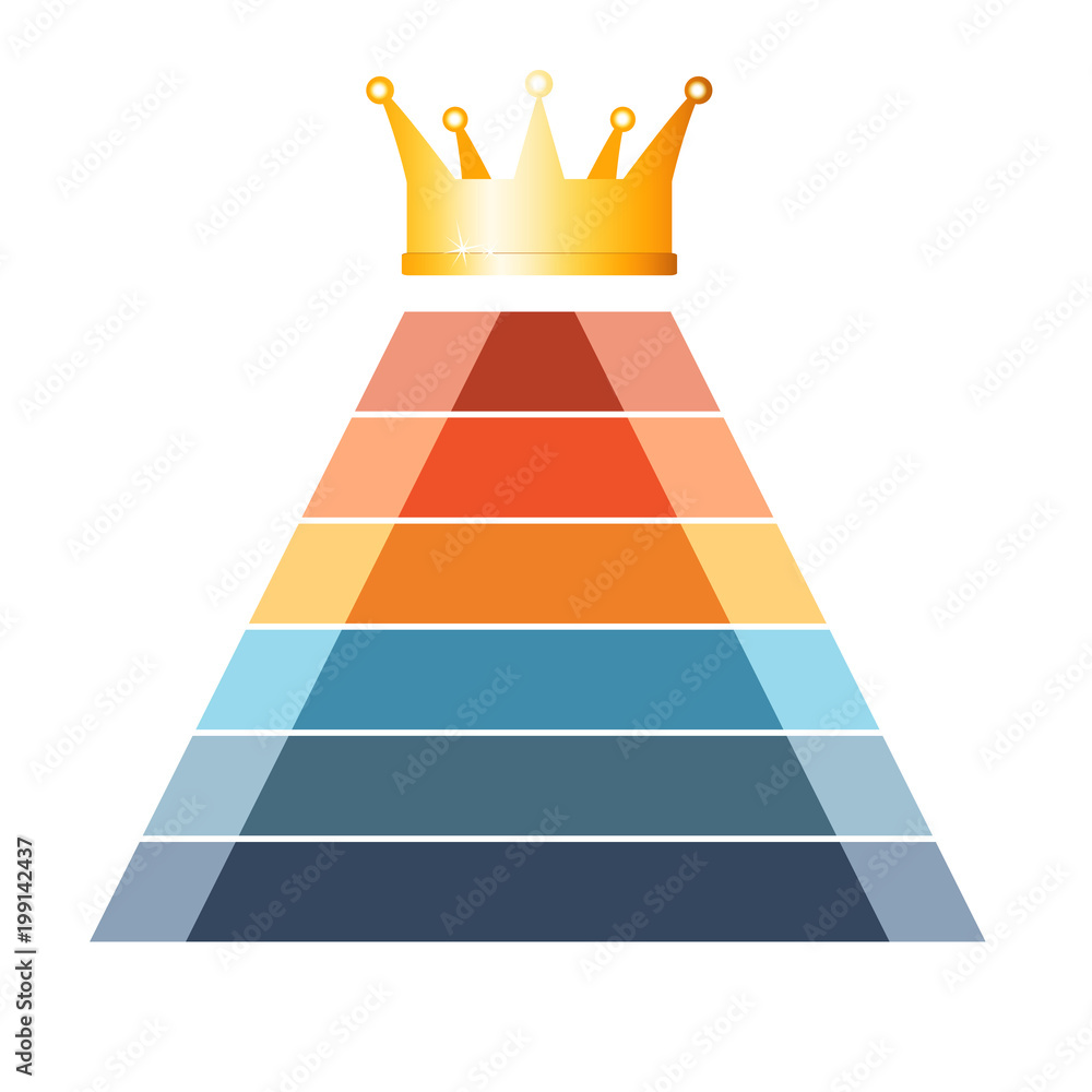 Pyramid colorful infographic 6 positions. Stock Illustration | Adobe Stock