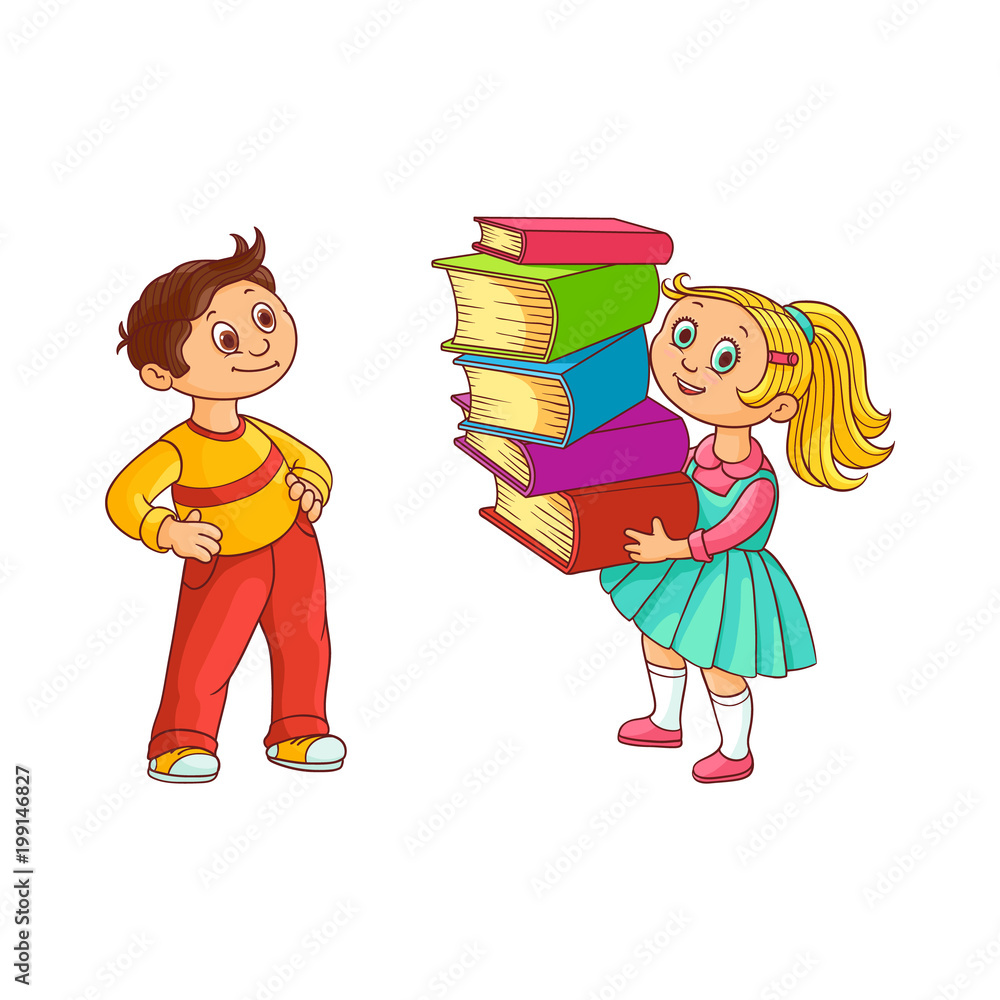 Cartoon Stack Of Books School