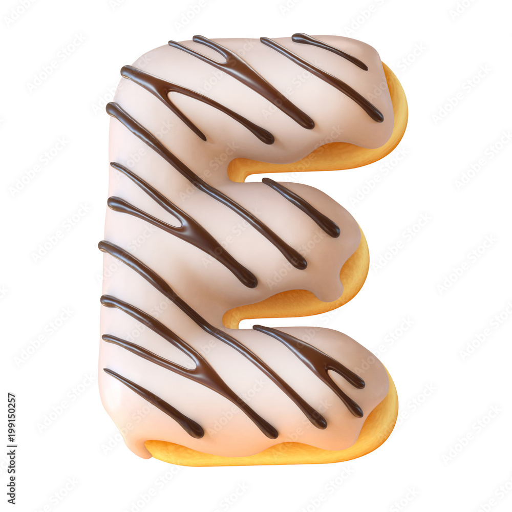 Glazed donut font 3d rendering letter E Stock Photo | Adobe Stock