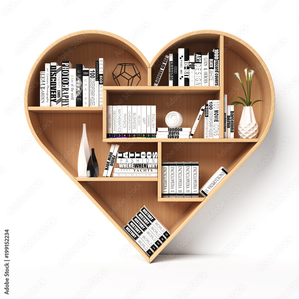Heart shaped bookshelves, book shelf in the form of heart, love reading ...