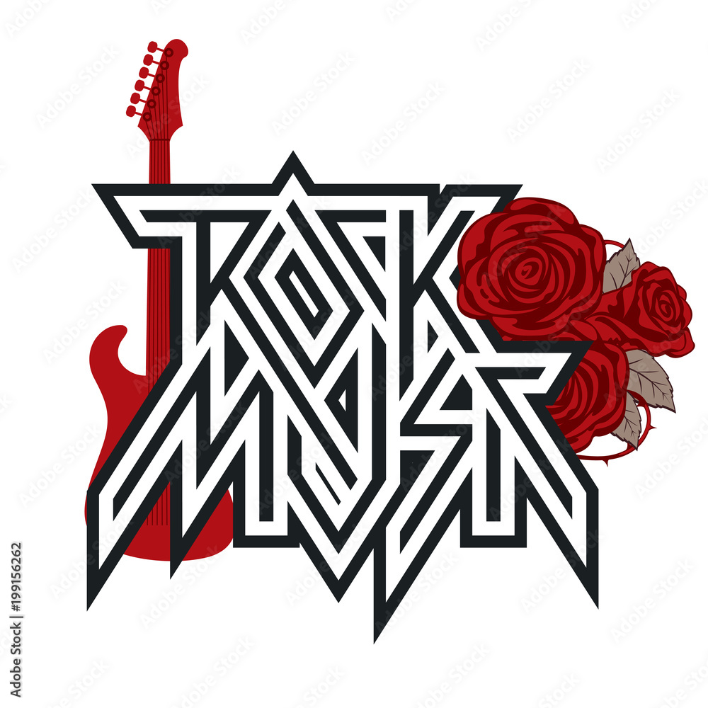 Rock music - vector logo, emblem, label, badge or design element with ...