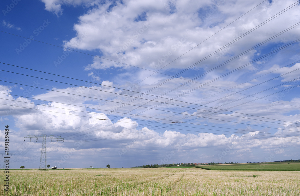 Power Lines: A 110 KV and a 220 KV high-voltage power line crossing ...