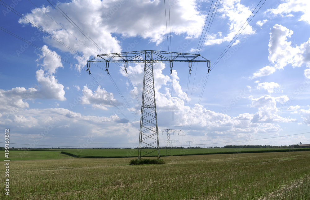 Power Lines: A 110 KV and a 220 KV high-voltage power line crossing ...