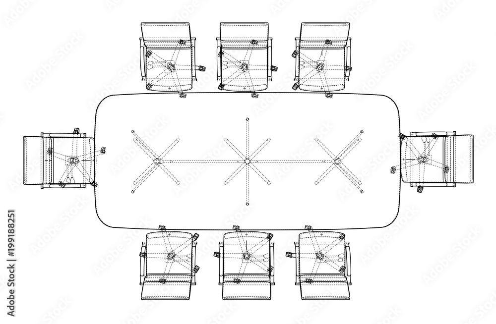 Conference table with chairs in sketch style Stock Illustration | Adobe ...