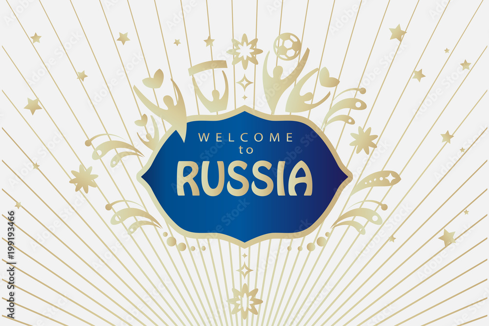 Welcome to Russia gold text on abstract dynamic background Invitation ...