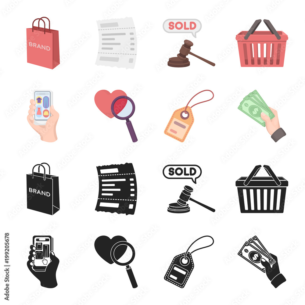 Vettoriale Stock Hand, mobile phone, online store and other equipment ...
