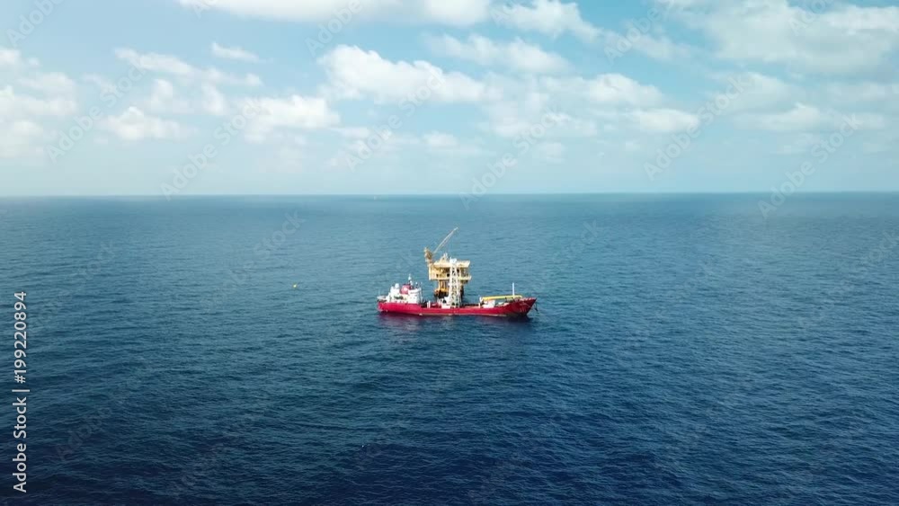 Video „An aerial view from a drone of a soil boring boat (a ...