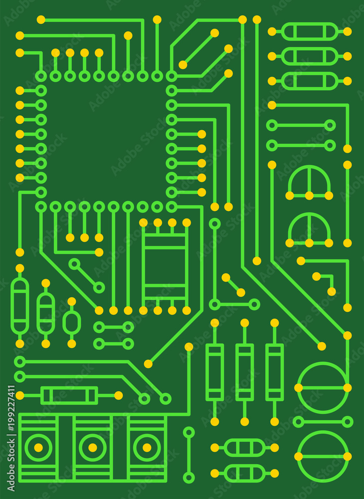 computer electronic circuit vector flat design illustration set Stock ...