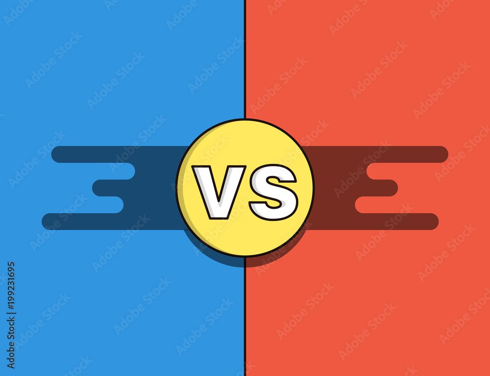 VS versus background in red, blue and yellow for confrontation and ...