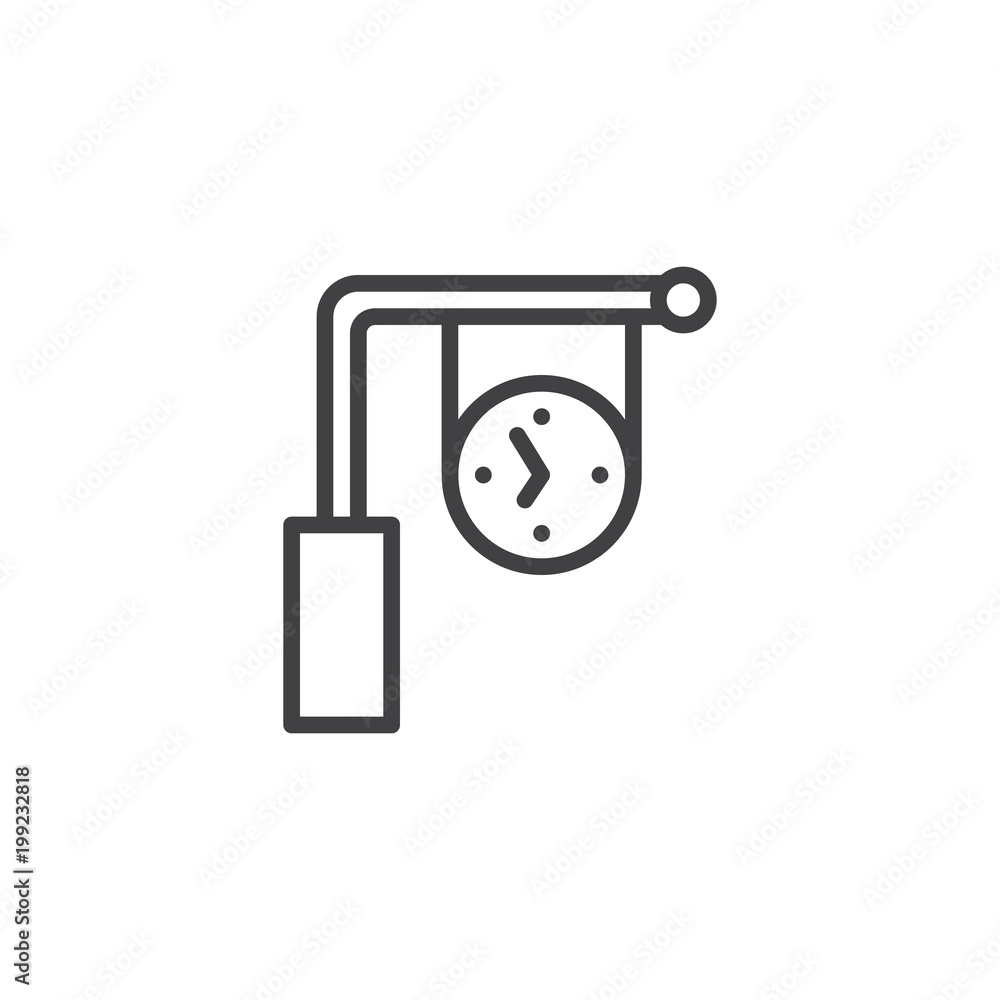 Train station clock outline icon. linear style sign for mobile concept ...