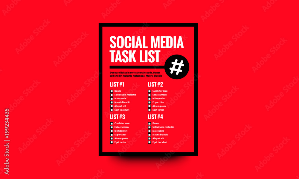 Social Media Task List Vector Template Stock Vector | Adobe Stock