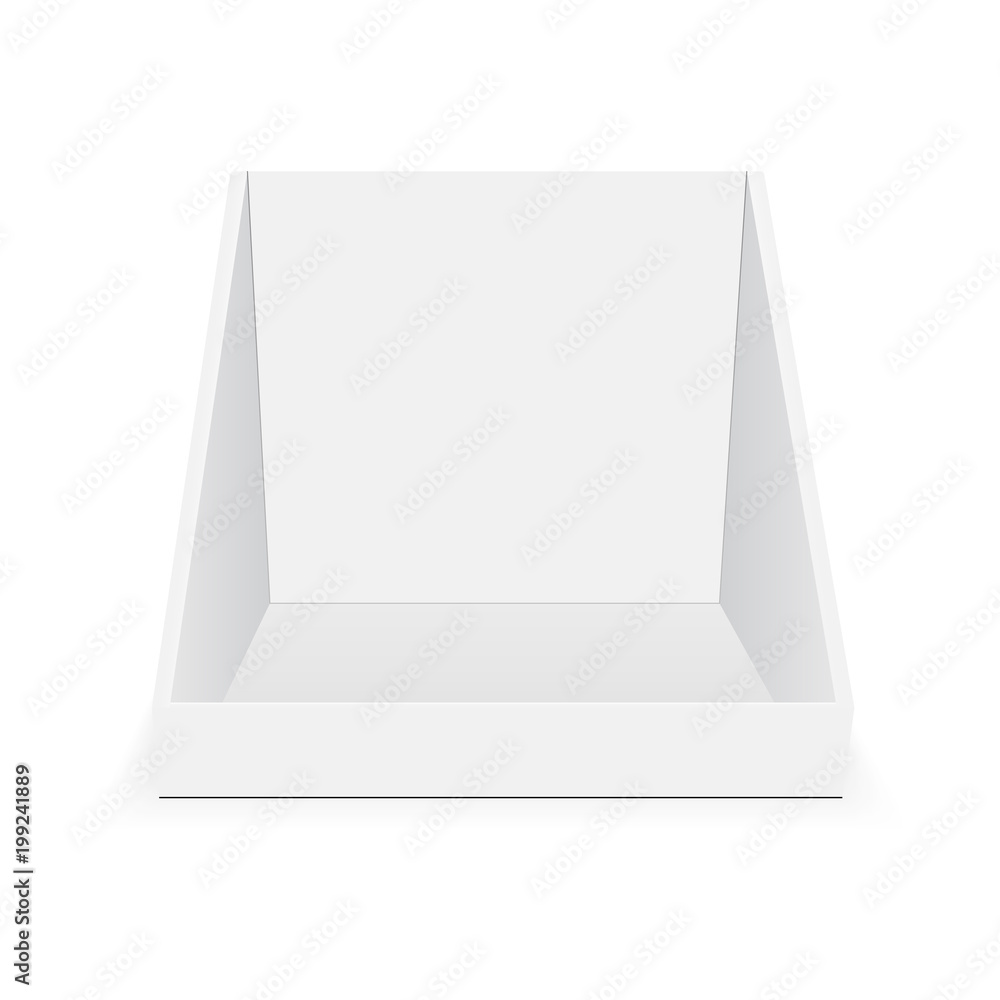 Cardboard POS display mock up - front view. Vector illustration Stock ...