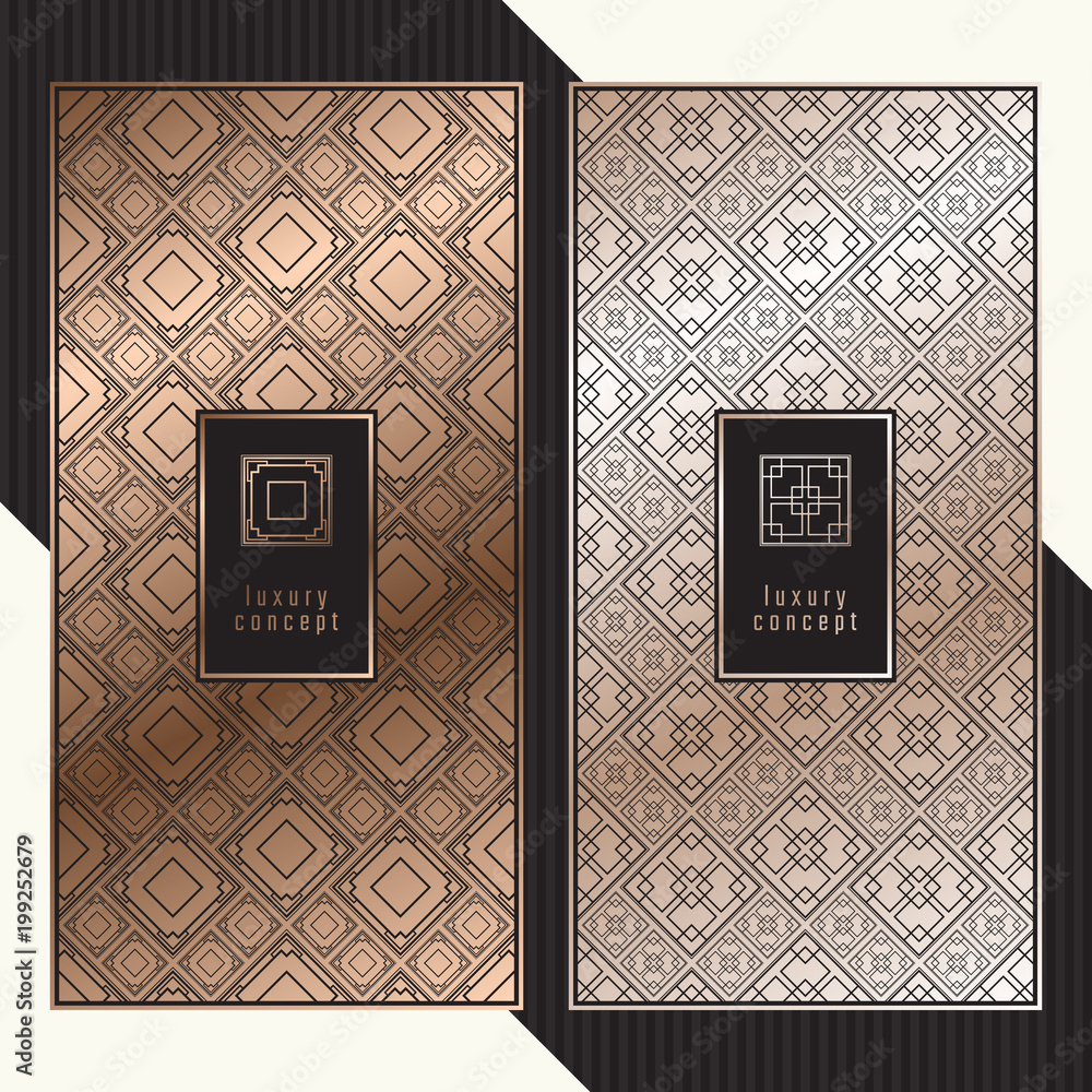 Luxury cards Art Deco style. Vector menu concept. Premium packaging ...