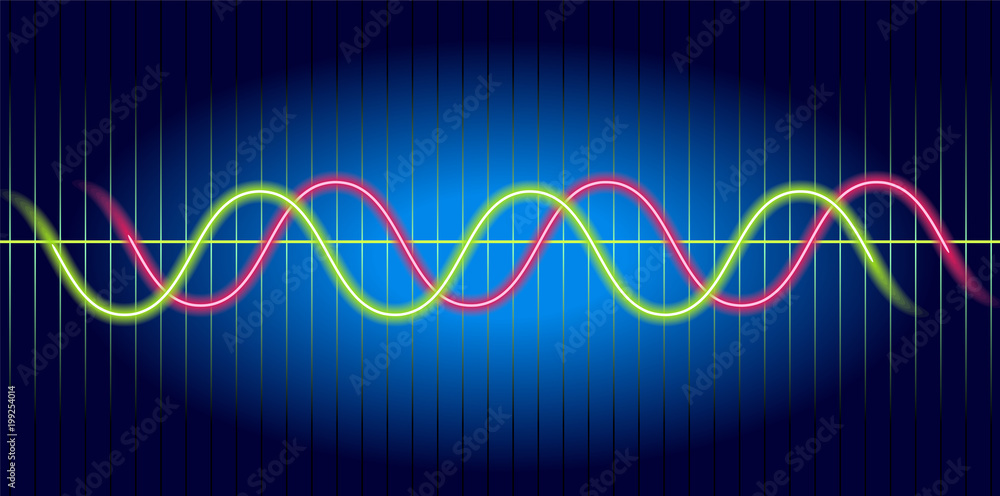 Neon wave graph. Oscilloscope with image of wave diagram. Stock Vector ...