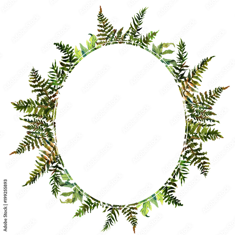 Forest tern watercolor wreath frame design with place for date and text ...