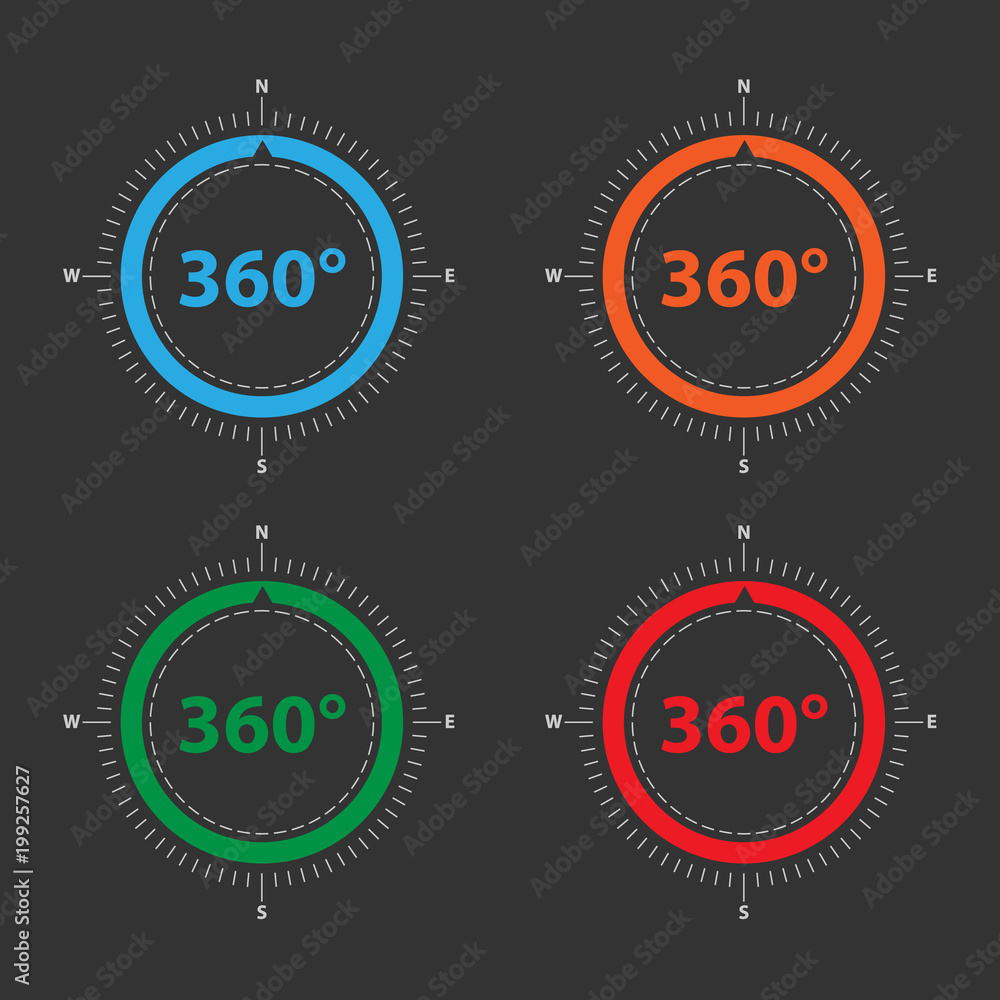 Color compass for geolocation applications. Vector compass icons. Stock ...