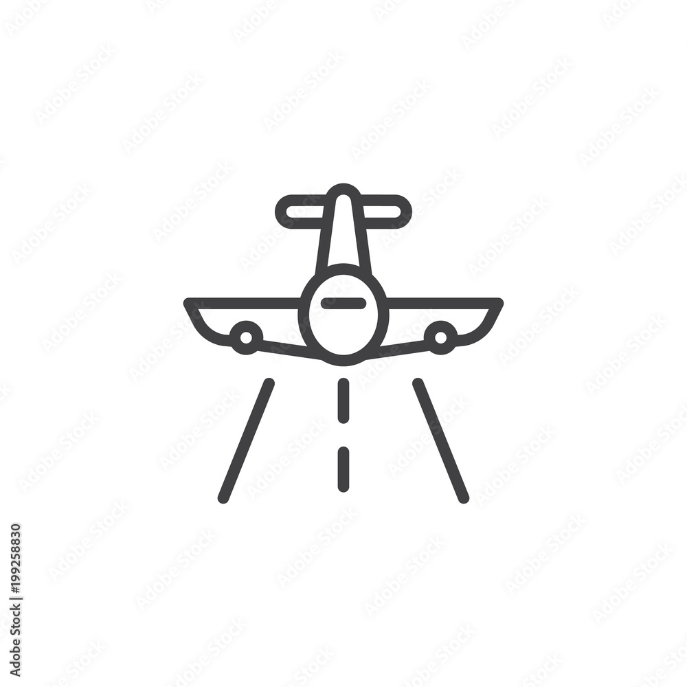 Flying plane outline icon. linear style sign for mobile concept and web ...