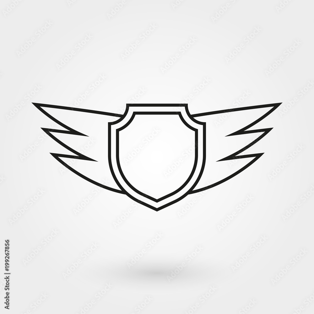 Wings icon. Winged logo and emblem collection. Company, army or ...