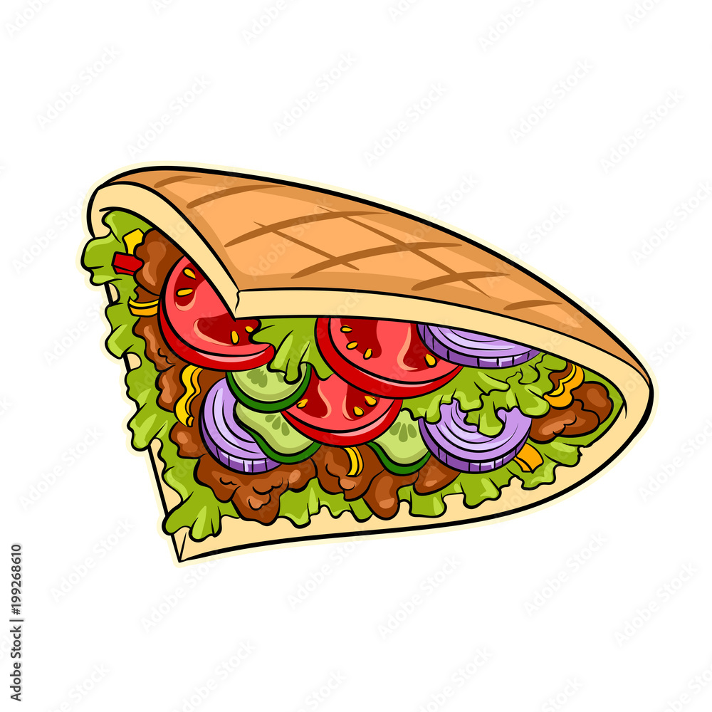 Doner kebab pop art vector illustration Stock Vector | Adobe Stock