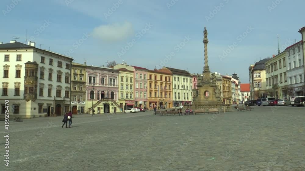 Baroque plague column called Marian on the Dolni square in the city of ...