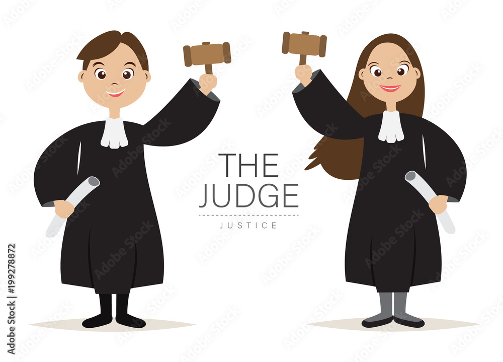 The Judge Cartoon Character design with Hold the hammer for Judge and ...