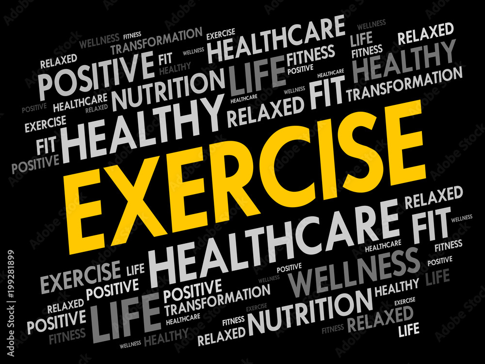 EXERCISE word cloud, fitness, sport, health concept Stock Vector ...