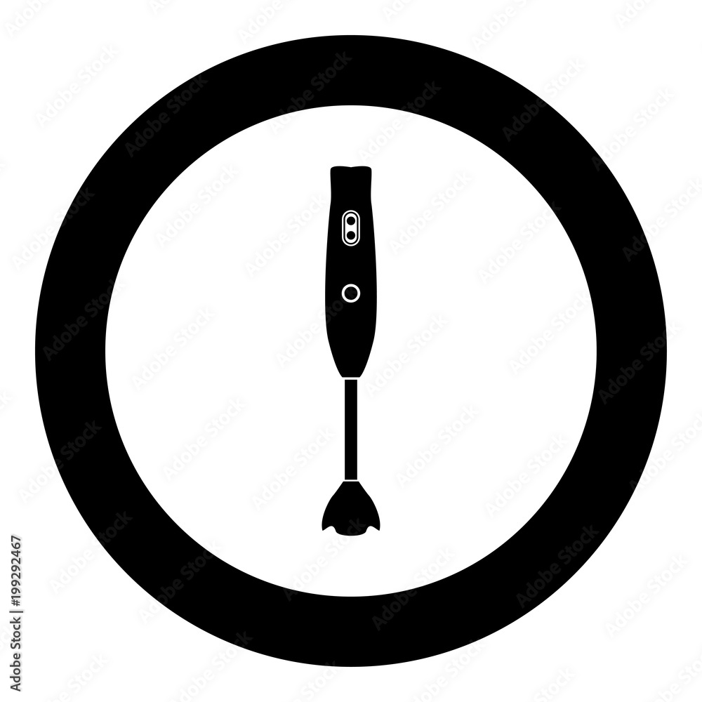 Hand blander machine black icon in circle vector illustration isolated ...
