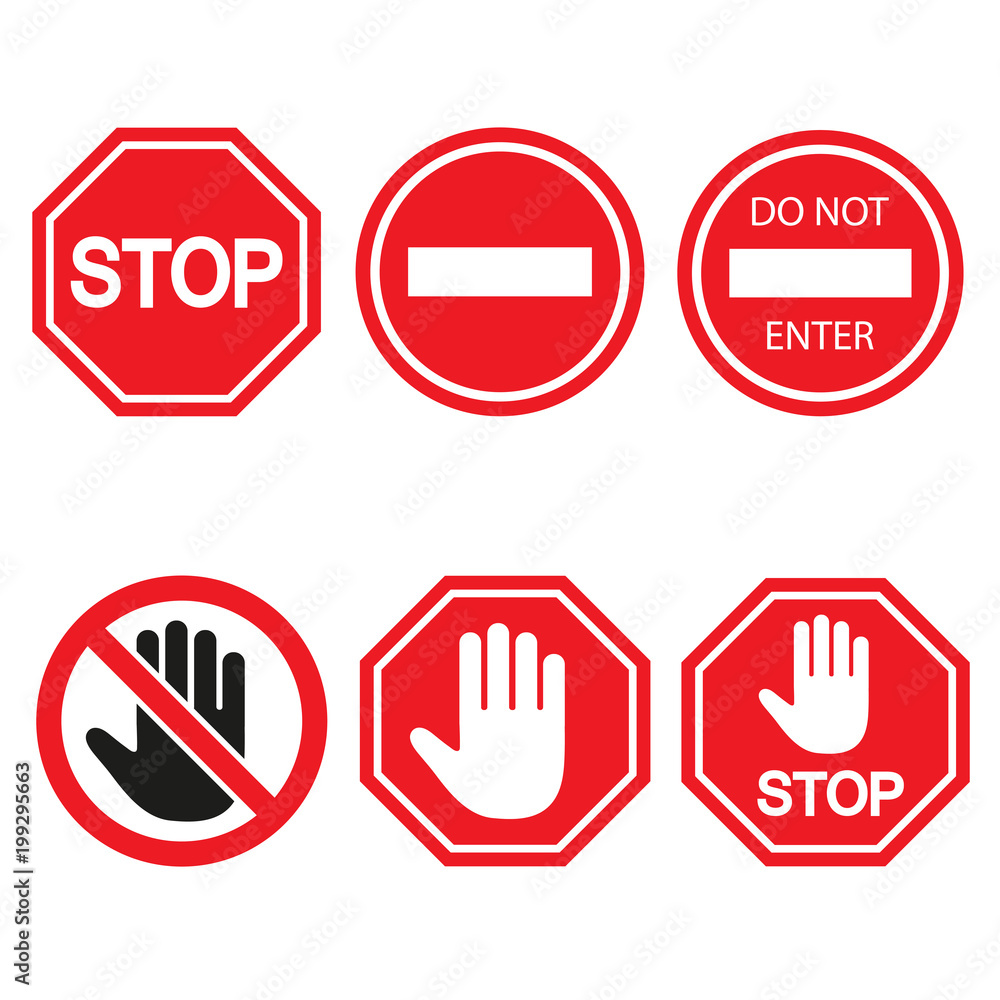 stop sign set, isolated on white background.vector stop red sign ...