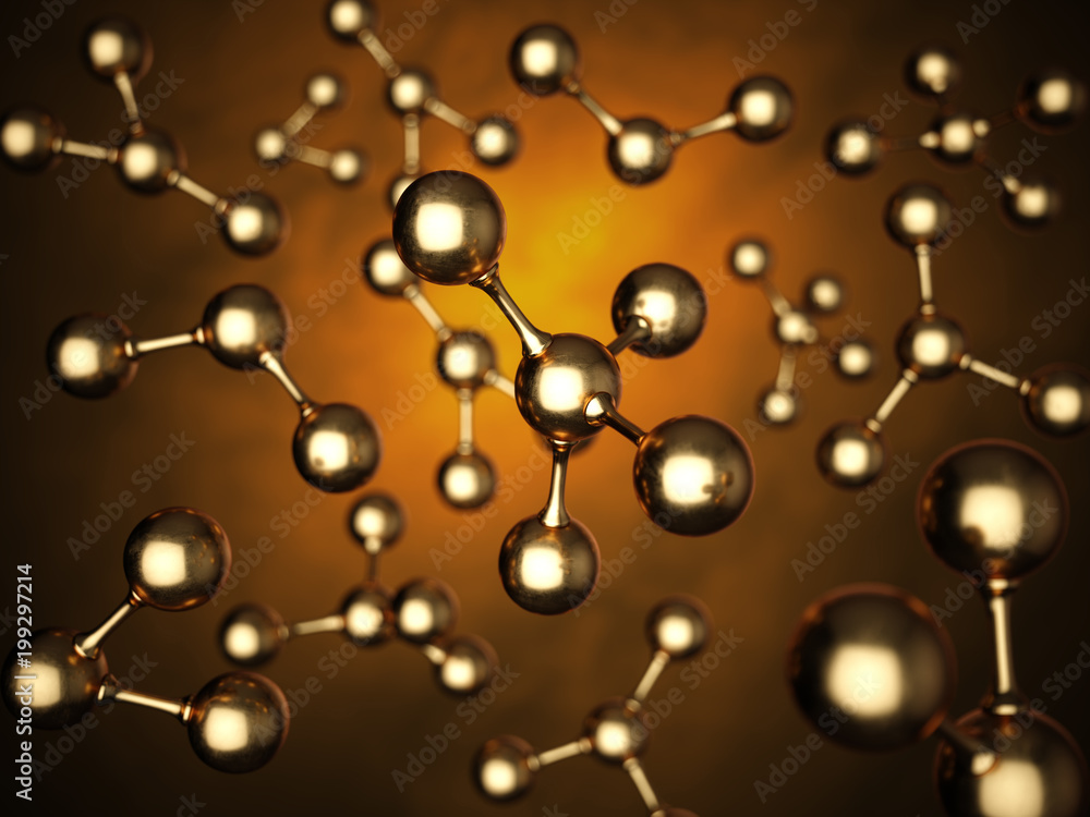 Gold molecules model science concept foto de Stock | Adobe Stock