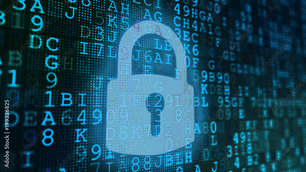 Codes and lock screen with blue symbols Stock Illustration | Adobe Stock