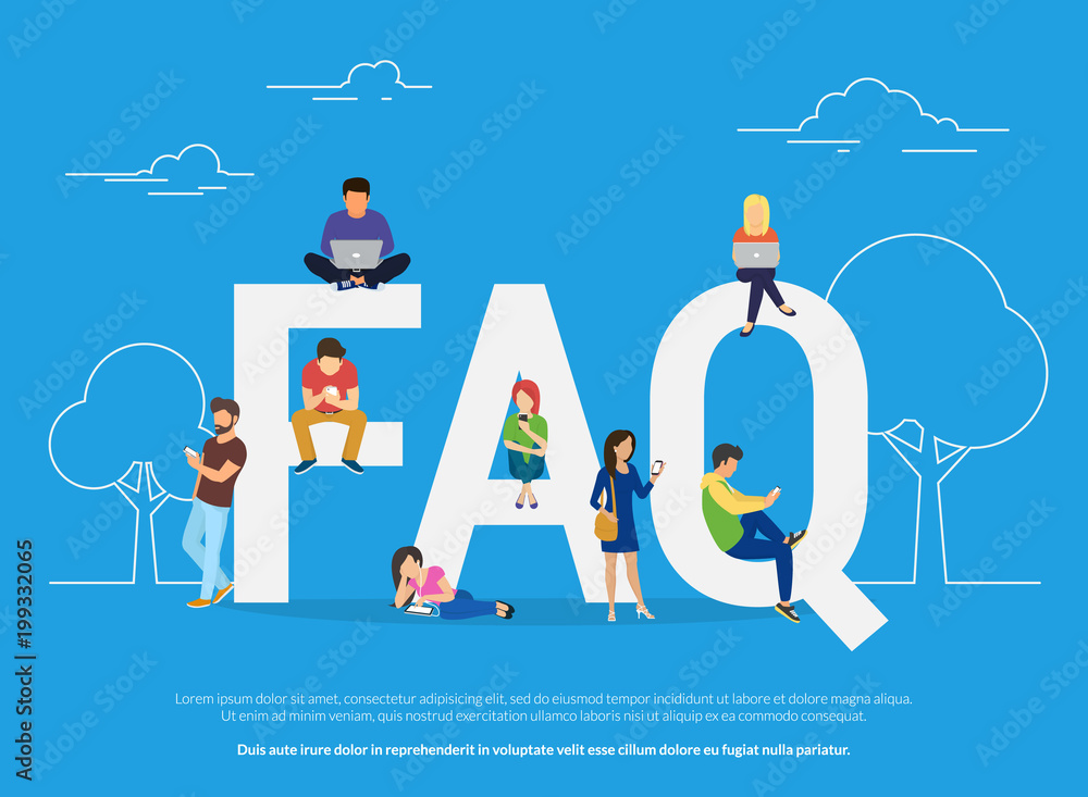 Frequently asked questions concept illustration of young people ...