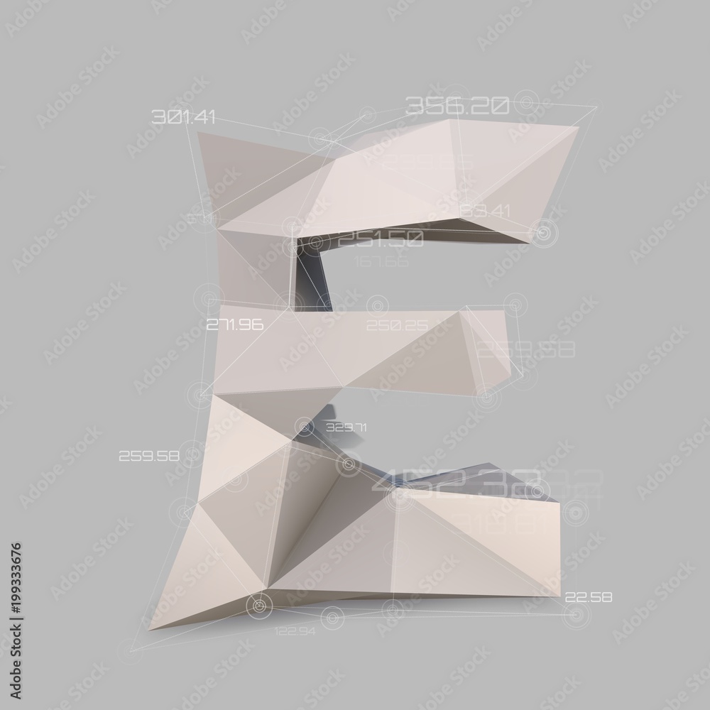 Capital latin letter E in low poly style. Stock Vector | Adobe Stock