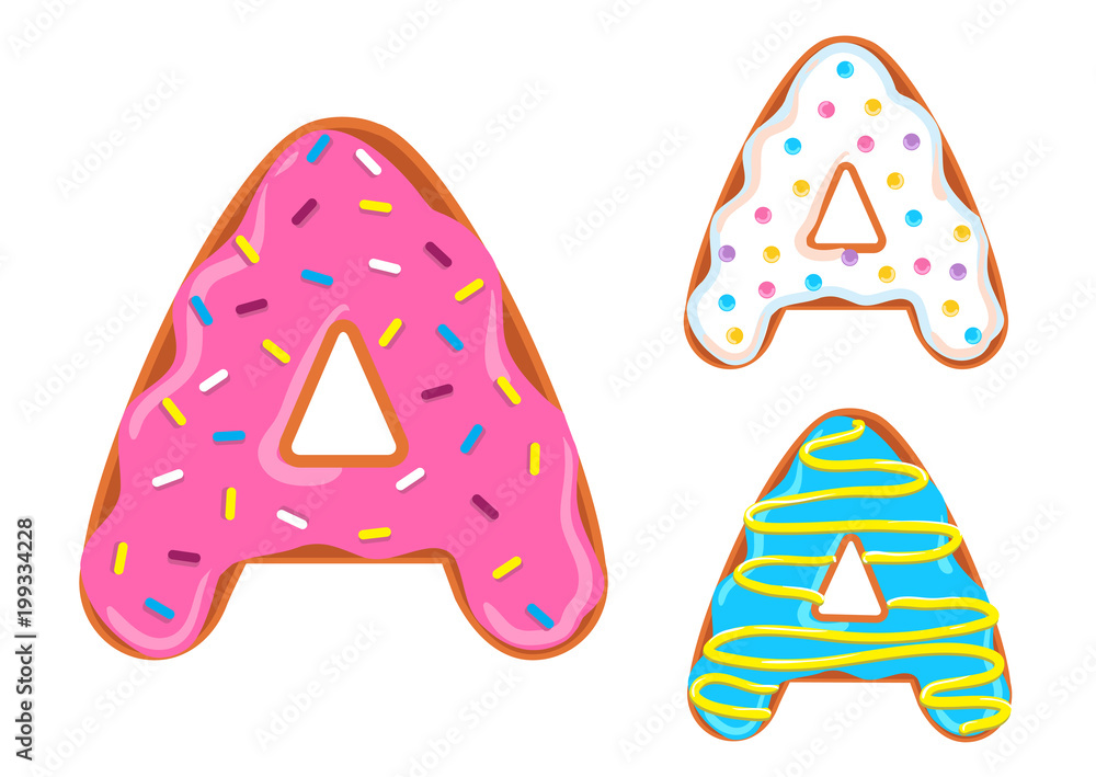 Sweet donut font. Letter A Stock Vector | Adobe Stock