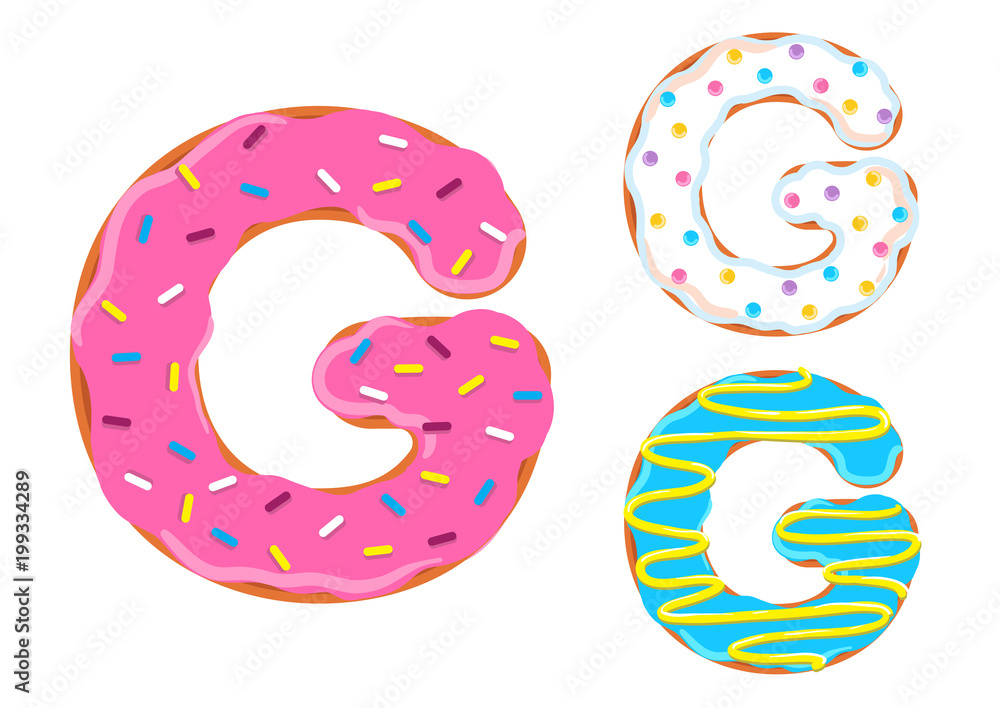 Donut font vector. Letter G Stock Vector | Adobe Stock