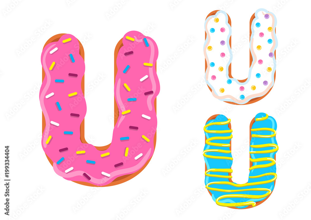 Donut font vector. Letter U Stock Vector | Adobe Stock