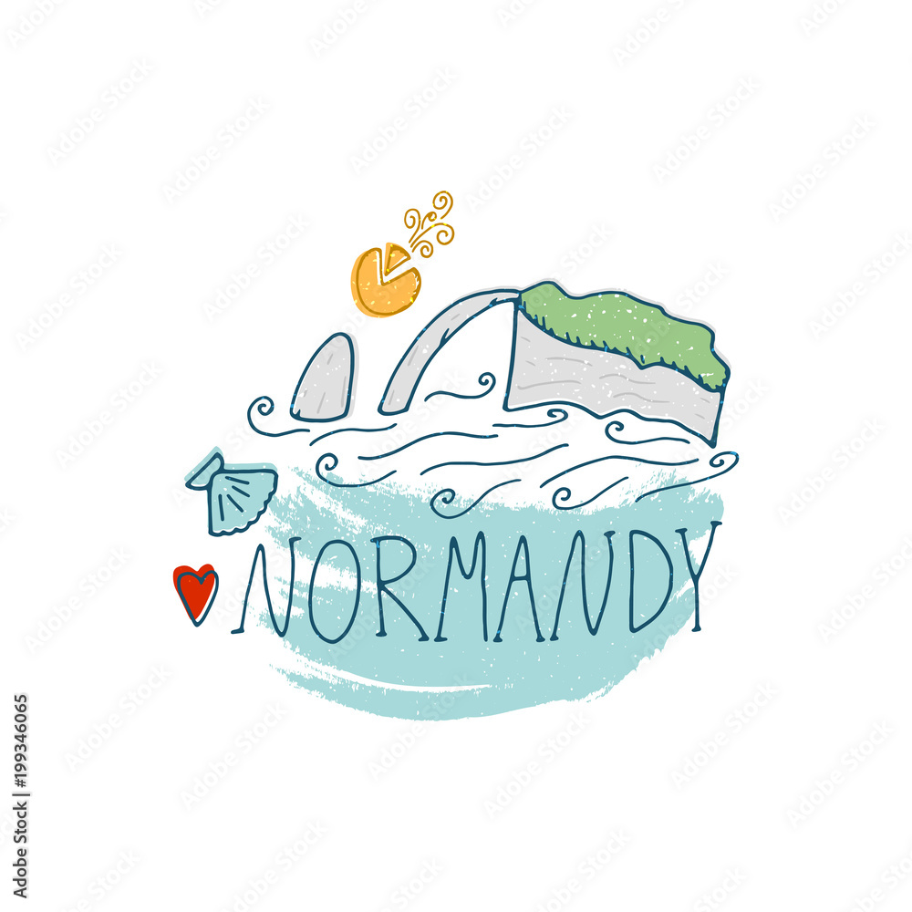 Normandy cartoon hand drawn illustration. Cute Travel concept Stock ...