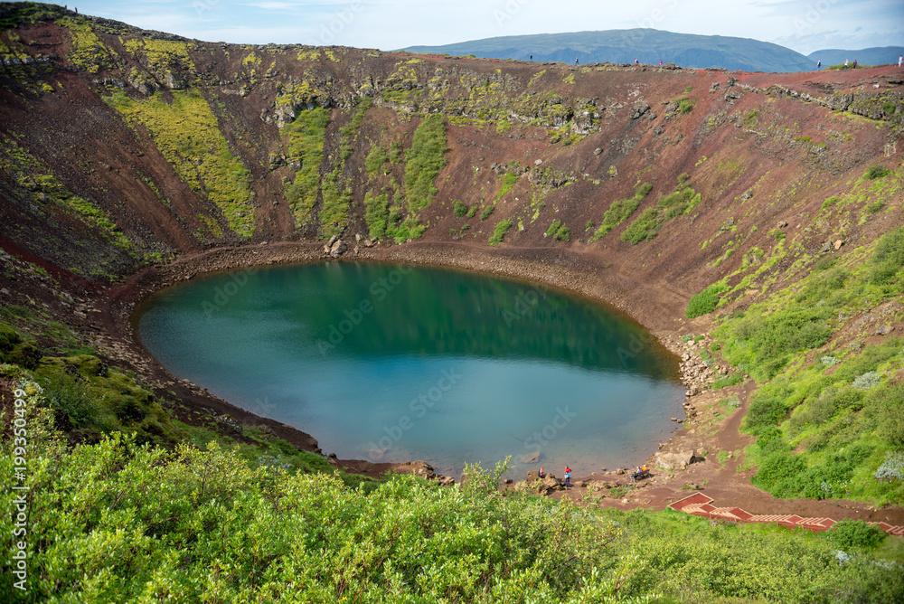 Kerið volcanic crater lake also called Kerid or Kerith in southern ...