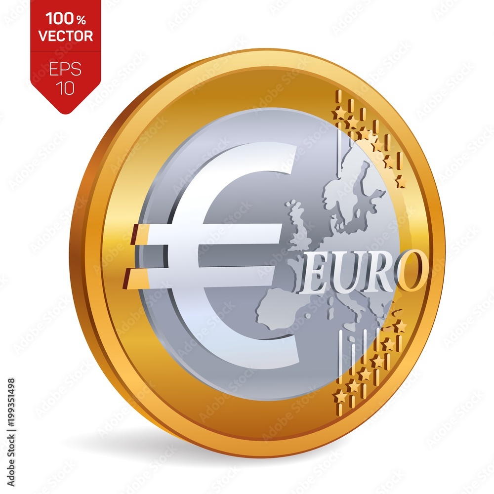 Euro coin. 3D isometric Physical coin with Euro symbol isolated on ...