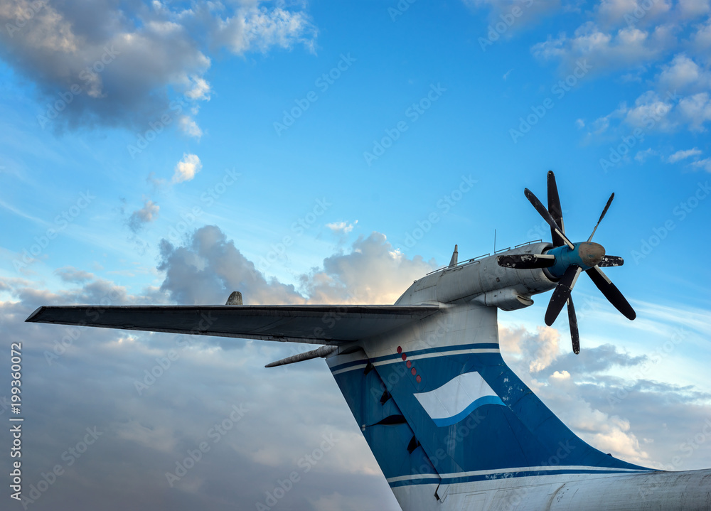 Tail section with propellers of plane 스톡 사진 | Adobe Stock