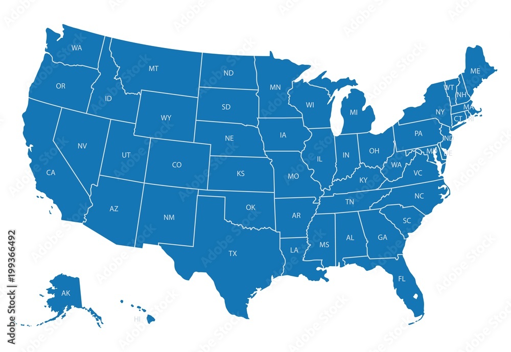 Map Of USA With State Abbreviations Vector De Stock Adobe Stock Map Of USA With State Abbreviations Vector De Stock Adobe Stock