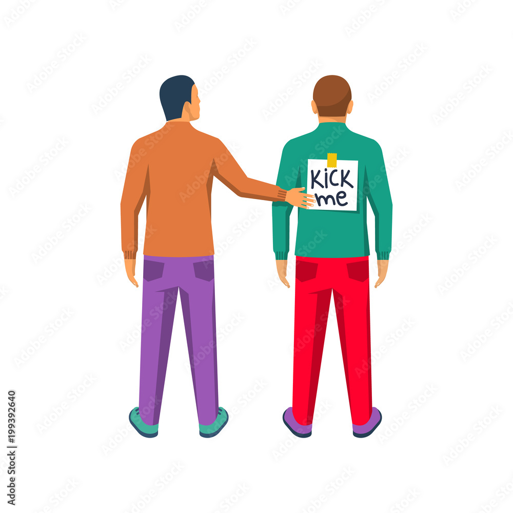 Kick me. Fools day a merry celebration in the spring in April. Man ...
